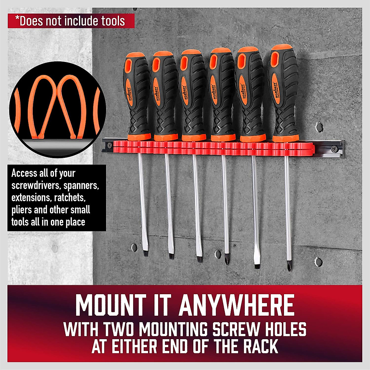 HORUSDY 4-Piece Screwdriver Organizer and Wrench Organizer, Hand Tool Holder with Clips