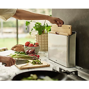 Joseph Joseph Folio Premium 3-Piece Cutting Board Set, Slimline Case for Organized Kitchen Storage, Large, Stainless Steel and Bamboo