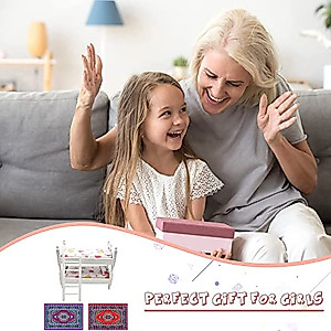 3Pcs Dollhouse Decoration Accessories, 1Pc Dollhouse Miniature Children Bedroom Furniture Bunk Bed with Ladder and 2Pcs Miniature Carpet Turkey Rugs for Kids Gift (A)