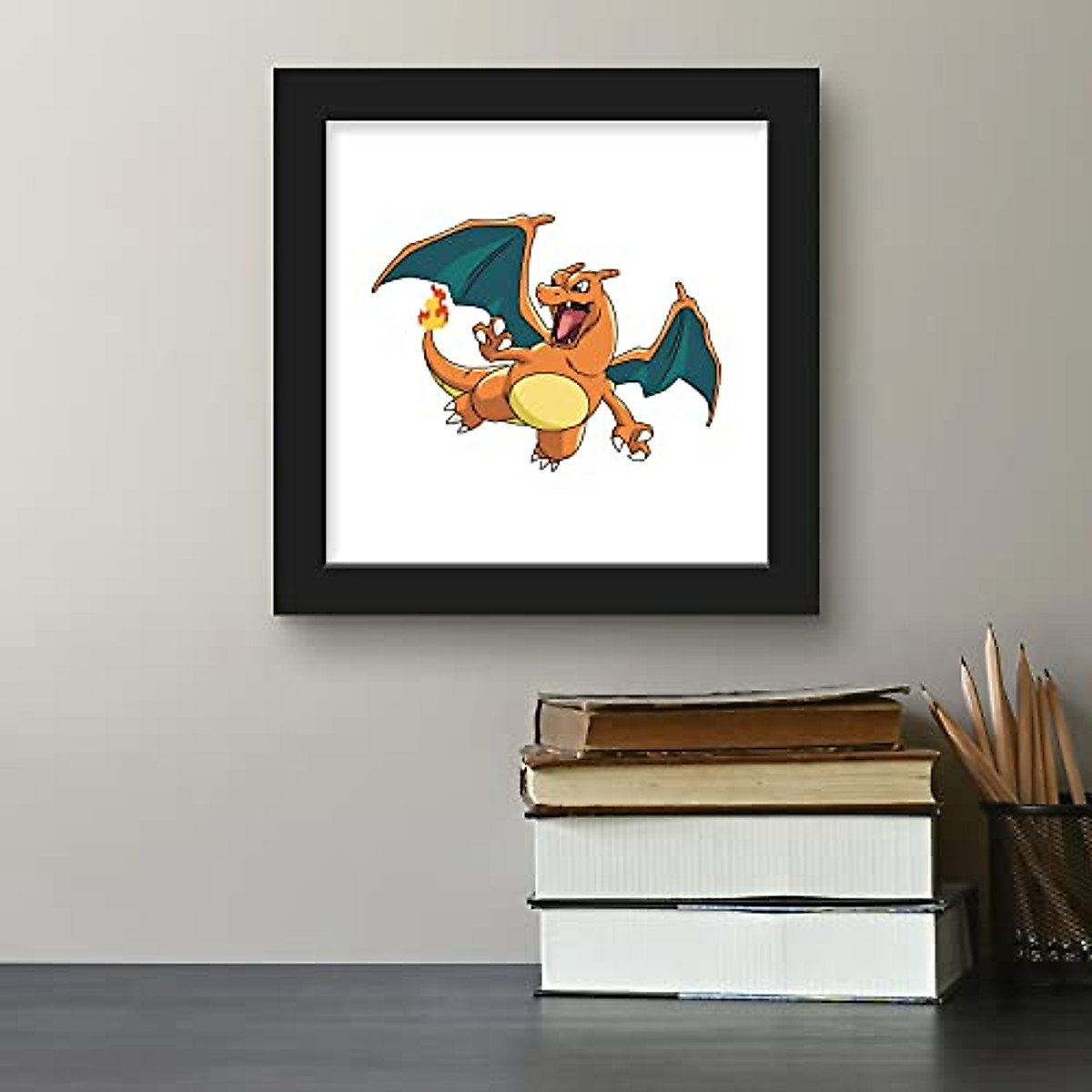 Trends International Gallery Pops Pokemon - Charizard Wall Art, Black Framed Version, 12'' x 12''