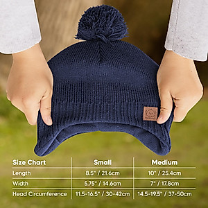 Baby Beanies, Baby Hats for Boys, Girls - Cute Toddler Winter Hat, Soft & Stretchy Beanies for Infant, Newborn 6-36 Months, Cozy & Warm with Earflap Muff & Pom (Navy)
