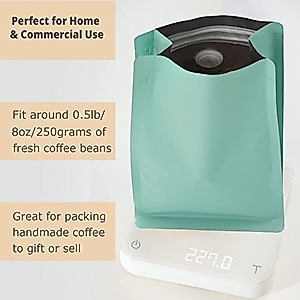 50 Pieces 0.5 LB Blue Green Coffee Bags with Aluminum Foil Liner Pack of 50, High Barrier Coffee Pouches with Degassing Valve, Ziplock Food Storage Bags with Pull Tape, 8oz/0.5lb/250gram