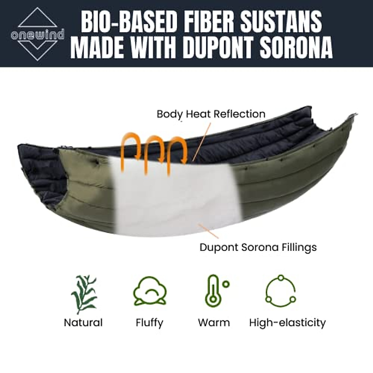 onewind Underquilt Double Hammock Camping Insulation Night Protector, Full Length,35-50 Degrees, 4 Season Warm Sleeping Quilt, Portable for Backpacking, Travel