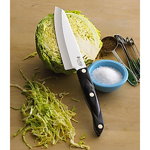 CUTCO Model 3738 Hardy Slicer.6.3" High-Carbon Stainless Double-D® serrated blade.5.7" Classic Brown handle (sometimes called black).In factory-sealed plastic bag.