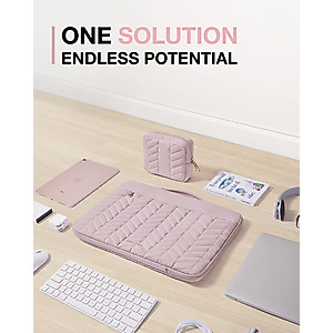 BAGSMART 13-14 inch Laptop Sleeve with Handle, Puffy Padded Case Accessories Bag, MacBook Fitted Air Pro 13.3 14 inch, Computer Dell,HP