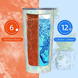 20oz Tumbler Cartoon Marine Animal Double Wall Vacuum Insulated Coffee Mug with Lid and Metal Straw Brush Reusable Stainless Steel Water Bottle Travel Cup Gifts for Car Ice Drinks Hot Beverage
