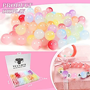 TOAOB 250pcs Glass Beads for Jewelry Making 10 Colors 8mm Round Crystal Beads Gradient Gemstone Beads Bracelet Making Kit for Necklace Jewelry Making and DIY Crafts