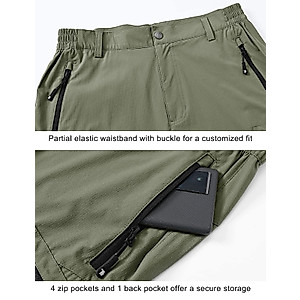 TBMPOY Men's Hiking Work Shorts Quick Dry Cargo Outdoor Athletic Short for Men Zip Pockets Camping Fishing Sage Green 34