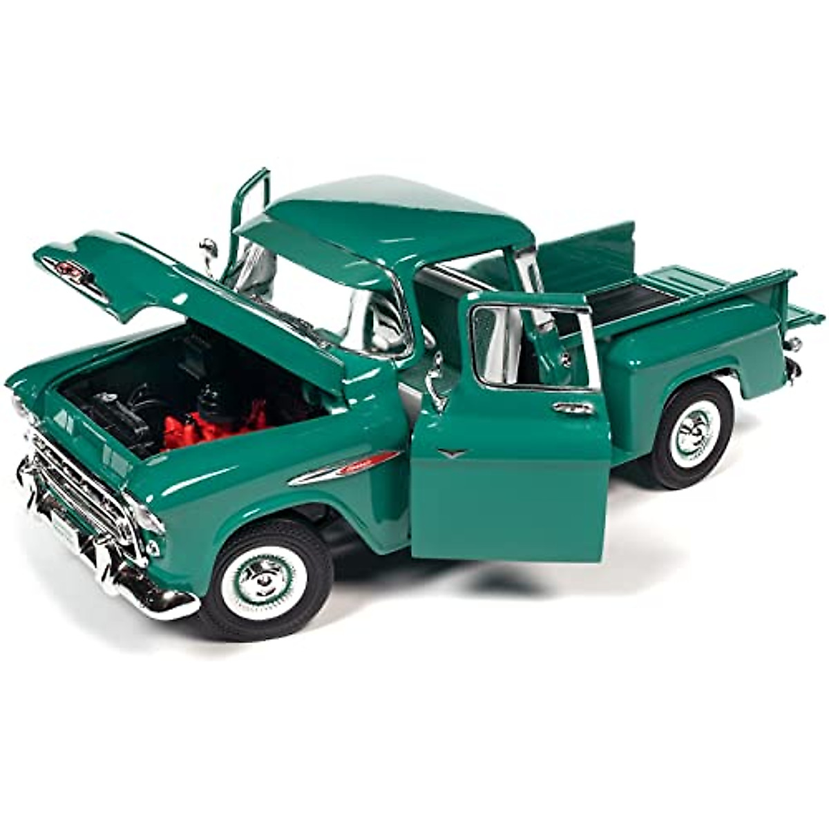 1957 Chevy 3100 Stepside Pickup Truck Ocean Green Hemmings Motor News Magazine Cover Car (August 2016) 1/18 Diecast Model Car by Auto World AW293