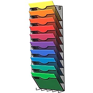 Delifox 10-Tier Wall Mounted Hanging File Organizer Metal Mesh Wall File Holder Organizer Magazine Rack Multipurpose Use for Office