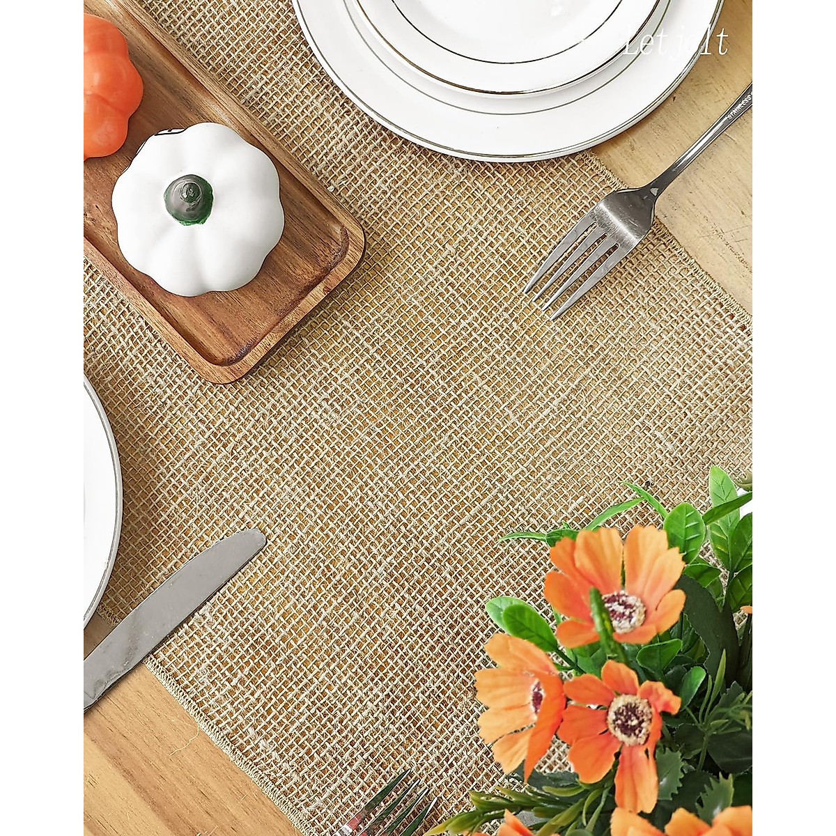 Letjolt Burlap Table Runner 72 Inches Farmhouse Thanksgiving Table Runner Jute Table Runner Christmas Table Decor Jute Woven Fabric