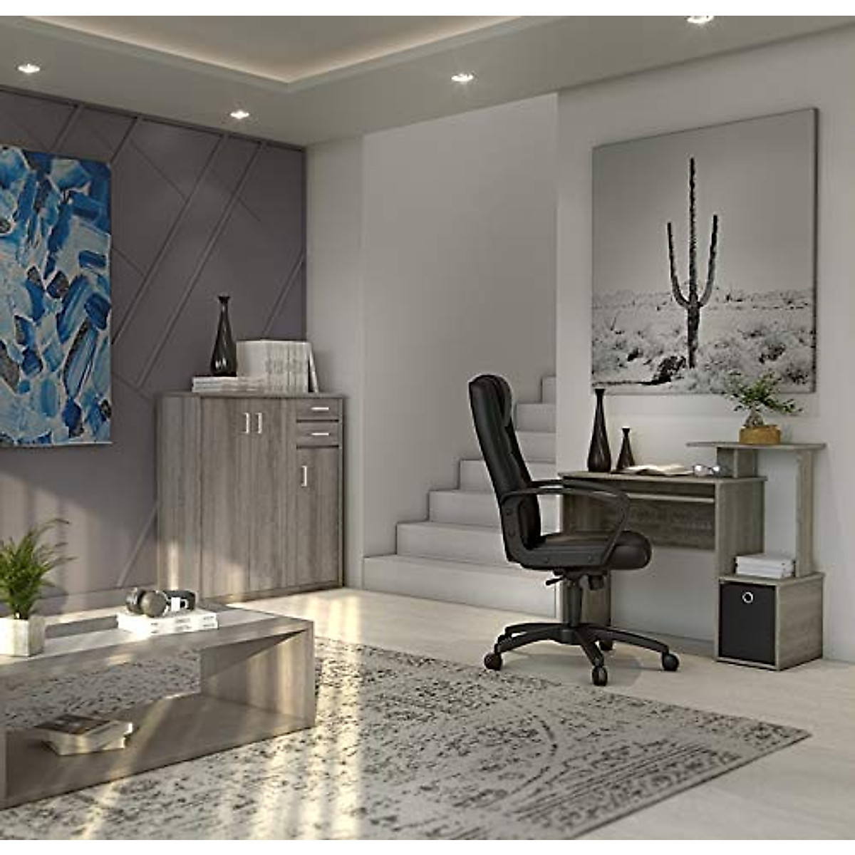 Furinno Econ Multipurpose Home Office Computer Writing Desk, French Oak Grey