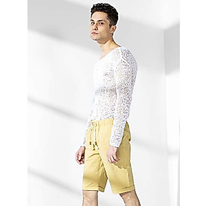 Tansozer Mens Shorts Casual Drawstring Summer Beach Shorts with Elastic Waist and Pockets (Khaki, Small)