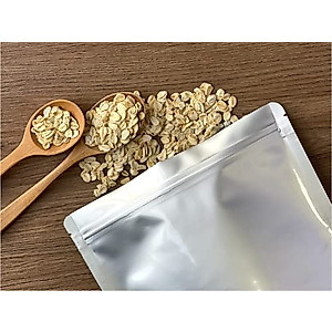 50 Pack 7.5 Mil Stand Up Bags - Resealable Smell Proof Bag withstand Hot Water for Meal Ready to Eat, Camping, Hiking - Foil Sealable Zipper Pouch for Food Storage (8.5x6.5 Inches, Glossy Silver)