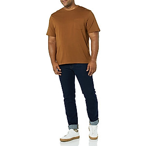 Amazon Essentials Men's Regular-Fit Short-Sleeve Crewneck Pocket T-Shirt, Pack of 2, Black/Brown, X-Large