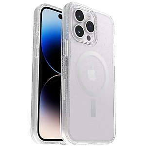 OtterBox iPhone 14 Pro Max (ONLY) Symmetry Series+ Case - Stardust (Clear/Glitter), Ultra-Sleek, Snaps to MagSafe, Raised Edges Protect Camera & Screen
