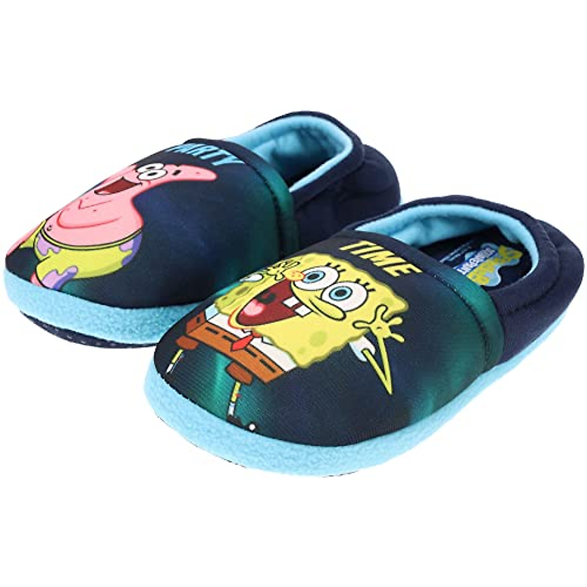 Spongebob Squarepants Boys 2 Piece Pajama Set with Slippers, Size 10 Navy