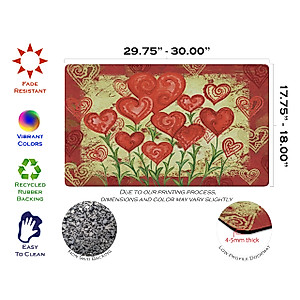 Toland Home Garden 800048 Garden Hearts Spring Door Mat 18x30 Inch Flower Outdoor Doormat for Entryway Indoor Entrance