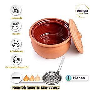 LUKSYOL Clay Pot for Cooking, Large Pot, Big Pots for Cooking, Handmade Cookware, Cooking Pot with Lid, Terracotta Pot, Terracotta Casserole, Brown Clay Pots for Cooking, Dutch Oven Pot