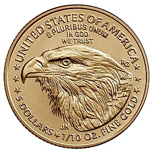1986 - Present (Random Year) 1/10 oz Gold American Eagle Brilliant Uncirculated Coin (Type 1 or Type 2) with Certificate of Authenticity $5 BU