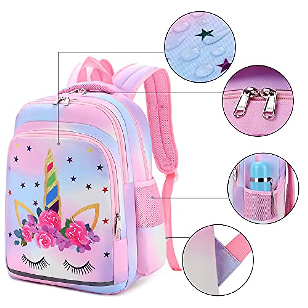 CAMTOP Backpack for Kids Girls School Backpack with Lunch Box Preschool Kindergarten BookBag Set (Y0058-2 Rainbow-1)