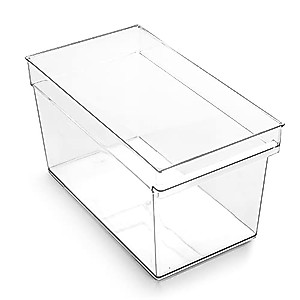 BINO | Plastic Storage Bins, Deep Large | THE HANDLER COLLECTION | Multipurpose Organizer Bins | Kitchen Pantry Organizers and Storage | Clear Containers for Organizing Home | Freezer Organizer