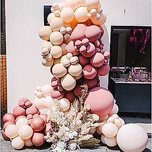 Dusty Rose Pink Balloon Arch Kit Nude Blush Gold Double Stuffed Balloon Garland 121 Latex Pastel Neutral Balloons for Gender Reveal, Baby Shower Bridal Engagement, Boho Wedding baptism Party