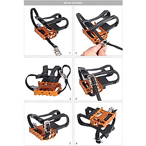 Garneck 4 Pcs Bike Rack Strap Bike Wheel Stabilizer Straps Bike Pedals Clips Strap for Exercise Bike Spin Bike and Outdoor Bicycles