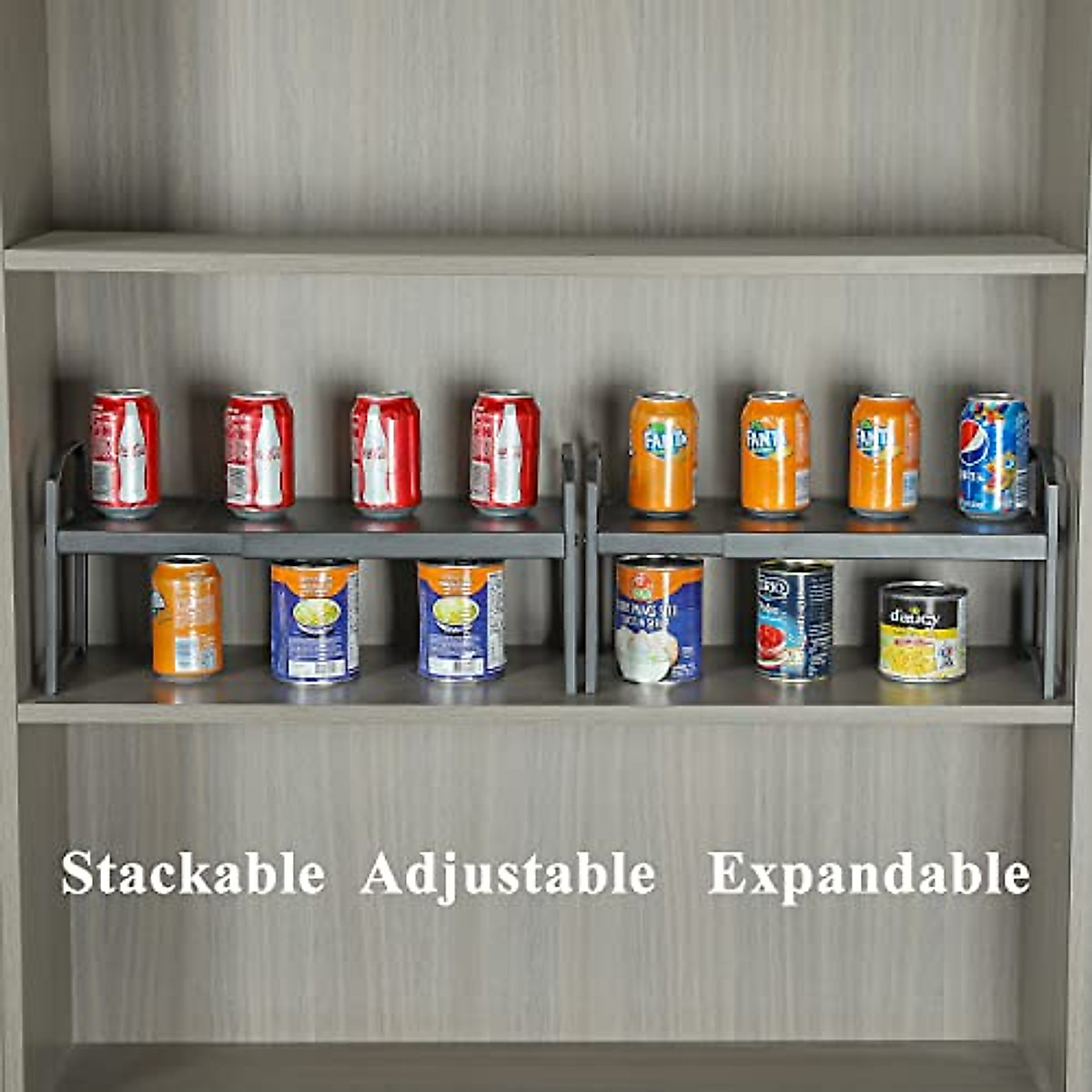 Expandable Cabinet Shelf Organizers Stackable Kitchen Counter Shelves spice rack organizer countertop shelf Cupboard Stand Spice Rack for cabinet(Set of 2)