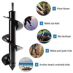 Samman Auger Drill Bit for Planting 3’’ x 10’’ Garden Auger Spiral Hole Planter Plant Tree Bulb Flower Fits for 3/8 Inch Hex Drive Drill 1Pack …