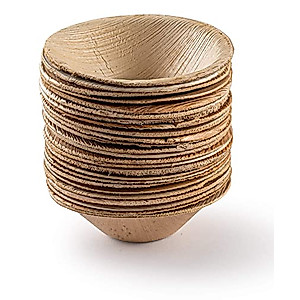 brheez Palm Leaf Bowls 4 Inch - 25 Pack - Eco Friendly, Compostable & Biodegradable – Elegant Bamboo Look Disposable Bowls are Heavy Duty and More Environmentally Friendly than Paper Bowls