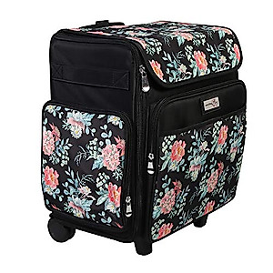 Everything Mary Collapsible Rolling Craft, Flowers - Wheeled Scrapbook Tote for Scrapbooking & Art - Travel Organizer Storage Bin for Paper, Glue, Tape - Roller Cart for Teachers & Medical