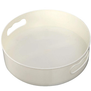 Goeielewe Plastic Lazy Susan Organizer Turntable Round 9-Inch Rotating Storage Organizer Tray with Handles for Kitchen Cabinets, Pantry, Countertops, Bathroom Vanity (Beige)