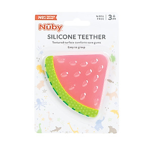 Nuby 100% Silicone Fruit Teether, Watermelon 3M+