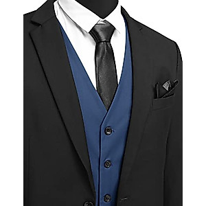 COOFANDY Mens 3 Piece Vest Set Casual Business Waistcoat Suit with Tie Hankie