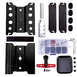 FriHobby RC Car Work Stand RC Tool Kit Repair Workstation Aluminum Alloy 360 Degree Rotate w/Screw Kit & Screw Tray, Wheel Wrench for 1/8 1/10 1/12 1/16 Scale Models Cars Trucks (Black)