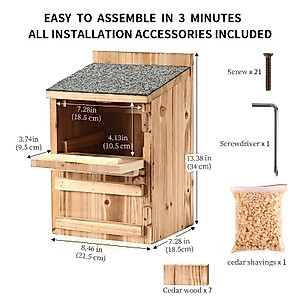 Owl House Screech Owl House Owl House Cedar Barn Owl Bird House House Owls & Kestrels Owl Houses for Outdoors Large Handmade Wooden Rectangular Opening Bird Box with Mounting Screws Easy Assembly