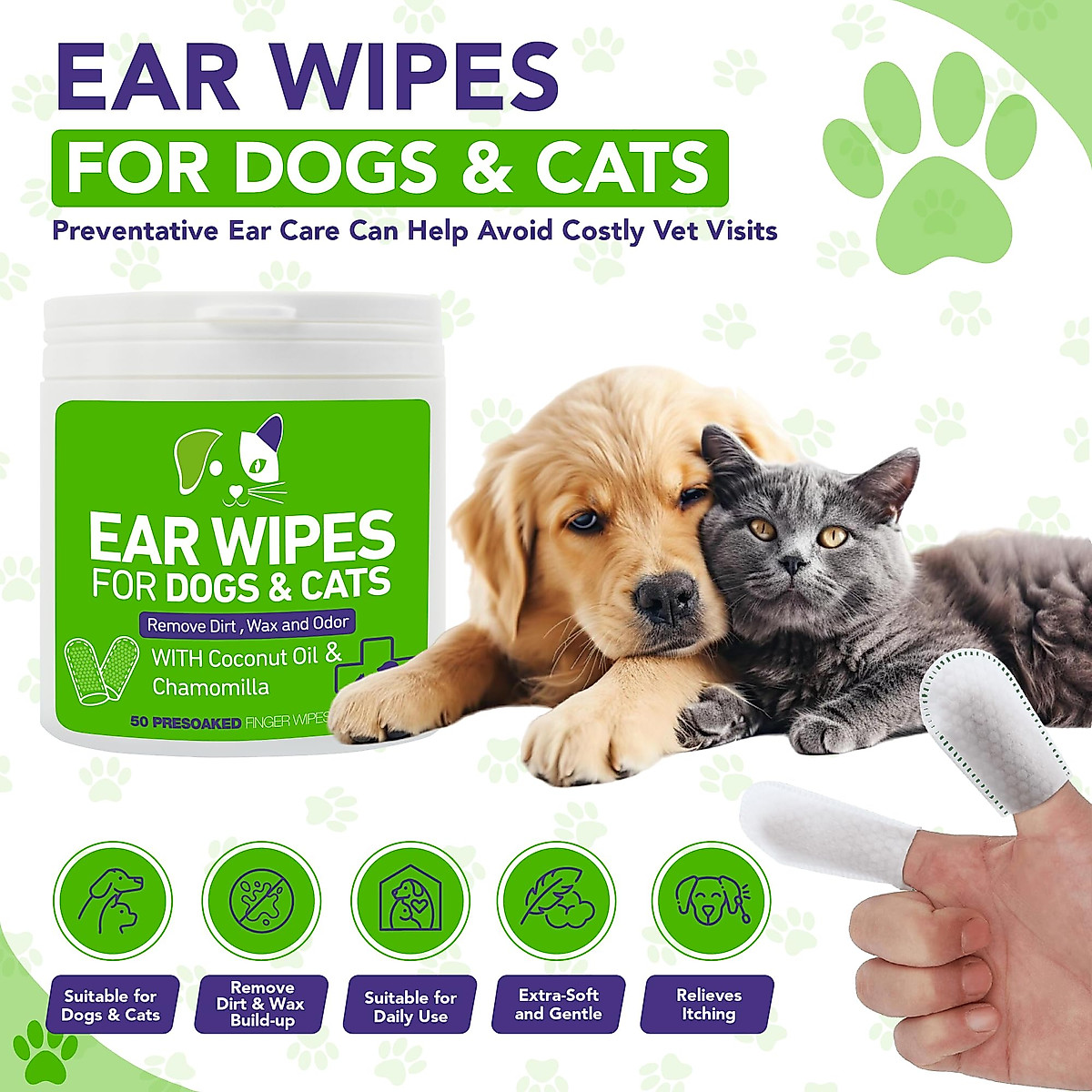 Dog Eye Wipes for Discharges and Dog Ear Finger Wipes