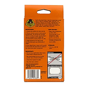 Gorilla Mounting Putty, Natural Tan Color, 168 Pre-Cut Squares (Pack of 1) - Non-Toxic Removable & Repositionable Wall Putty