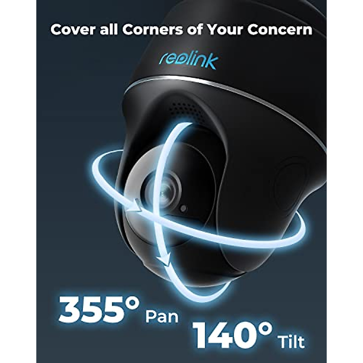 REOLINK 2K Security Camera Outdoor, Pan Tilt Battery Powered with 2.4/5GHz Dual-Band WiFi, 4MP Night Vision, Smart Detection, PIR Sensor, 2-Way Talk, Time Lapse, No Hub Needed, Argus PT (Black)