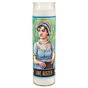 Jane Austen Secular Saint Candle - 8.5 Inch Tall Glass Prayer Votive - Made in The USA