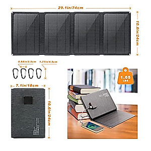 Foldable Solar Panel Charger w/ 5V/12V USB Ports 30W Portable Solar Charger for Cell Phone, Power Bank, Laptop, Digital Camera, Drone, etc.