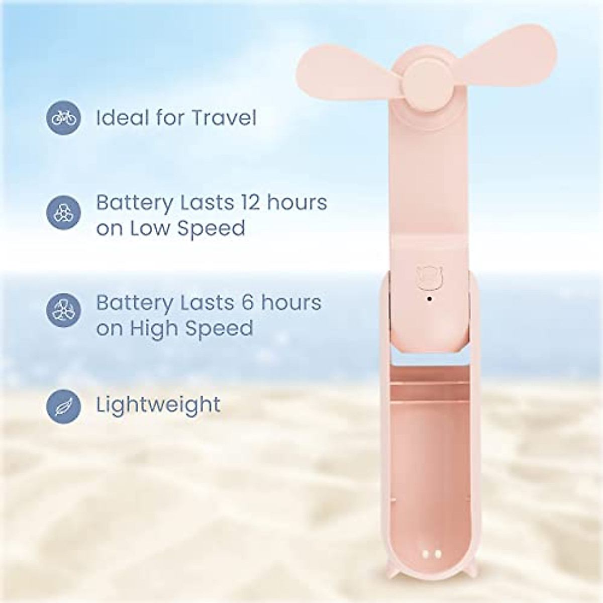 Handheld Mini Fan, 2 Speed Portable Fan, Rechargeable Hand Fan With Power Bank, Pink Personal Fan For Women & Kids, Quiet Table & Desk Fan For Office, Foldable USB Fan Great For Travel, Outdoors