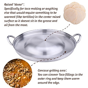 ARC, CM54 NSF Approval 21.25" Heavy Duty Stainless Steel Convex Comal Cazo Griddle Fryer Cookware, Mexican Style Wok, Great Comal para Tacos Tortillas Maker, Cooking Disco Camping (21.25'' X 2.12'')