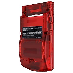 IPS Ready Upgraded eXtremeRate Clear Red Replacement Shell Full Housing & Black Screen Lens for Gameboy Color – Fit for GBC OSD IPS & Regular IPS & Standard LCD – Console & IPS Screen Without