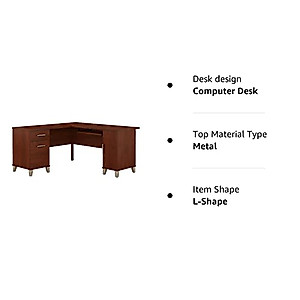 Bush Furniture WC81730 L Shaped Desk with Storage, 60W, Hansen Cherry