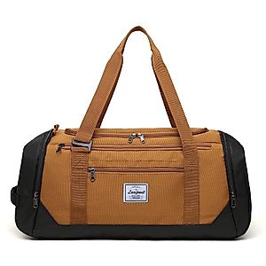 Laripwit Travel Duffle Bag for men 40L Medium Sports Gym Bag with Wet Pocket & Shoes Compartment Weekender Overnight Backpack for Traveling Duffel Bag Backpack for Women, Brown