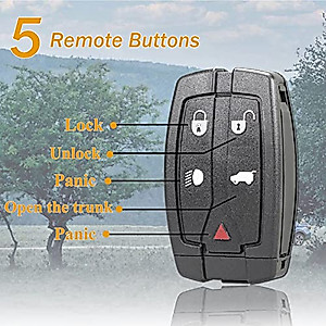 TOP-VIGOR 315MHz Keyless Entry Remote Car Key Fob NT8TX9, Smart Chip 5 Button Key Fob Replacement for Land Rover LR2 2008 2009 2010 2011 2012