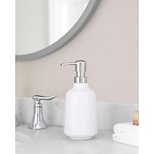 Umbra Step Liquid Soap Pump Dispenser, Also Works With Hand Sanitizer, Easy to Refill, 3-1/2" diam. x 7" h, White