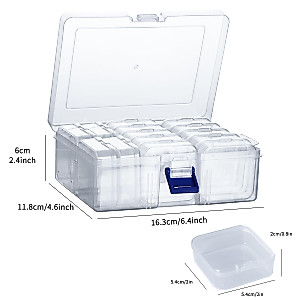 Bead Organizer Box, 14Pcs Small Clear Plastic Storage Containers, 1 Large Craft Organizer Box,Mini Parts Storage Solution for Beading Jewelry Making Diamond Arts Screws Seeds